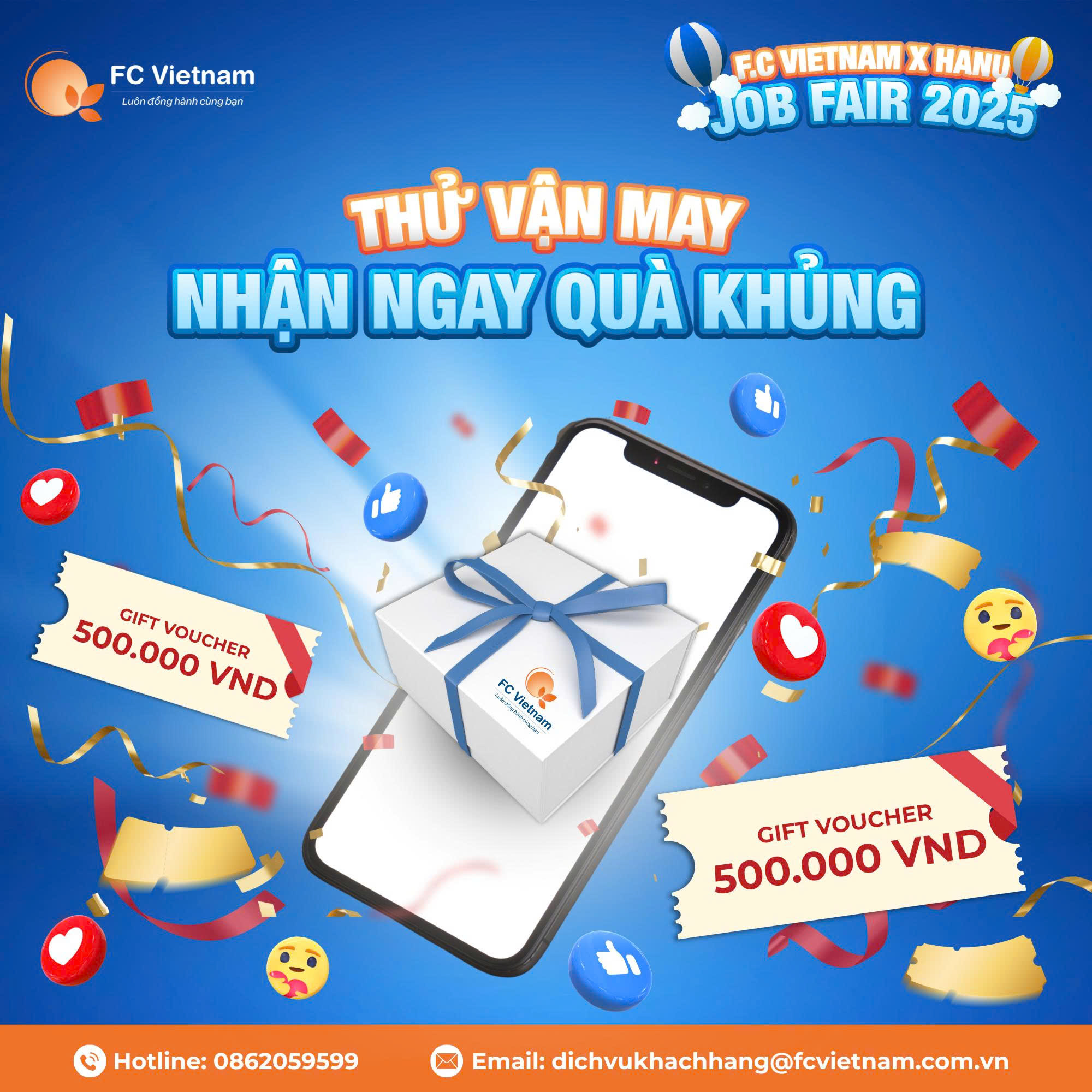 F.C VIETNAM & HANU JOB FAIR 2025 | THỬ VẬN MAY – NHẬN NGAY QUÀ KHỦNG ...